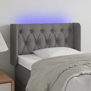 Čelo postele s LED tmavě šedé 83 x 16 x 78/88 cm textil