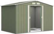 Outsunny kůlna na nářadí kovová kůlna s podezdívkou světle zelená 277 x 195 x 192 cm | Aosom