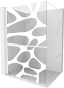 Mexen Kioto+, sprchová zástěna Walk-In s poličkou a věšákem 100 x 200 cm, 8mm čiré sklo bílý vzor, bílý profil, 800-100-121-20-97