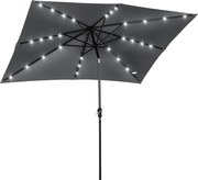 Zahradní deštník Outsunny 268x205x248 cm s LED solárními světly a naklápěcí střechou, ocelová konstrukce a klička pro terasu | Aosom