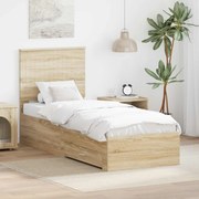 Rám postele Sonoma dub a stříbrná 70 x 190 cm Kompozitní dřevo 3411370