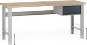 Výškově nastavitelný dílenský stůl G7, buková spárovka, 2000 x 800 x 840-1040 mm, 1x kontejner, 1 zásuvka, grafit