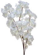Bílá umělá rostlina rozkvetlá ovocná větvička – 95 cm
