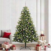 Umělý skládací vánoční stromeček 300 LED Zelená 240 cm PVC a PE 3396011