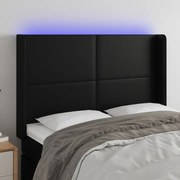 Čelo postele s LED černé 147 x 16 x 118/128 cm umělá kůže