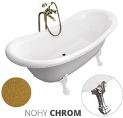 Besco Volně stojící vana ze sanitárního kompozitu Amelia Glam Z 190x77 bez přepadu Typ a barva výpustě: bez odpadového sifonu, Barva podpěrných nožek: Chrom