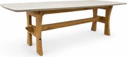 Jídelní stůl TRAVERTINO WHITE – 260 × 120 cm, keramická deska 12 mm Shark Nose, dubová podnož IVOR XL