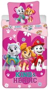 Růžové bavlněné dětské povlečení na jednolůžko 140x200 cm Paw Patrol "Heroic" – Jerry Fabrics
