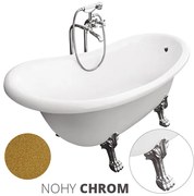Besco Akrylátová volně stojící vana Otylia Glam Z 160x77 (170x77) s přepadem Rozměry (cm): 160x77, Typ a barva výpustě: bez odpadového sifonu, Barva podpěrných nožek: Chrom
