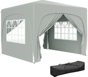 Outsunny Pavilon 3x3m, Voděodolný Stabilní Zimní Skládací Pavilon s UV Ochrannou 50+, Skládací Party Stan s 4 Bočními Panely a Taškou pro Přenášení, Z