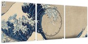 Obraz - Katsushika Hokusai, Under the Wave off Kanagawa, reprodukce (s hodinami) (90x30 cm)