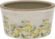 Béžový antik keramický květináč s citróny Limone Blossom - Ø 16*10 cm