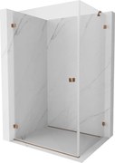 Mexen Lunar-B, výklopný sprchový kout levý 100 x 70 cm, 8mm čiré sklo, profil růžové zlato, 832-100-070-60-00-L