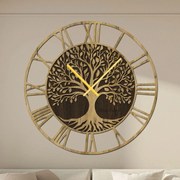 dřevo života Nástěnné hodiny STROM Zvolte barvu dekoru: Dub zlatý-Wenge, Zvolte velikost hodin (cm): 35x35, Barva ručiček: Zlaté