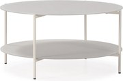 Krémový kulatý konferenční stolek se skleněnou deskou ø 83 cm Davi – MOME