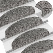 Schodové rohože 15 ks 65 x 21 x 4 cm šedé, půlkulaté, velké 133900