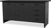 Dílenský stůl se zásuvkami, černý, 1700x850x600 mm: HENRY All Black