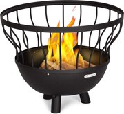 Blumfeldt Nantai 3 v 1, ohniště s grilem, Ø 66 cm, grilovací rošt Ø 50 cm, stůl, ocel, bambusová deska