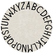 Lorena Canals, Přírodní koberec, ručně tkaný Round ABC Natural-Black, 150x150 (průměr) kruh, bílá, dětský pokoj