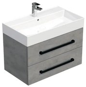 Koupelnová skříňka s černou úchytkou a umyvadlem SAT Cube Way 80x53x46 cm beton mat CUBE46C803BESAT