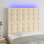 Čelo Postele S Led Tmavě Hnědé Textil Krémová 80 x 5 x 118/128 cm