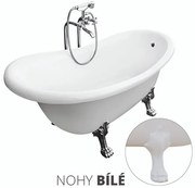 Besco Akrylátová volně stojící vana Otylia 160x77 (170x77) s přepadem Rozměry (cm): 160x77, Typ a barva výpustě: bez odpadového sifonu, Barva podpěrných nožek: Bílá