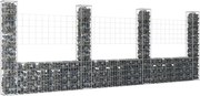 Gabionový koš ve tvaru U se 4 sloupky železo 380 x 20 x 150 cm 151284