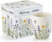 Porcelánový hrnek LEVANDULE A MOTÝLI v dárkové krabičce 350 ml
