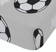 Šedé napínací flanelové dětské prostěradlo na dvoulůžko 135x190 cm Football Stars – Catherine Lansfield