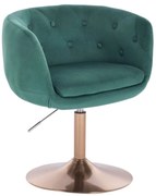 LuxuryForm DESIGN Otočné křeslo MONTANA VELUR na zlatém talíři - zelené