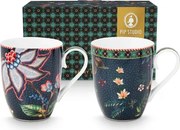Pip Studio Berry Blues sada 2ks hrnků 350ml, modrá (Sada dvou kusů hrnků 350ml)