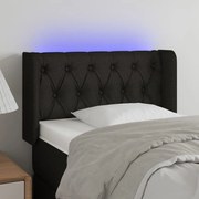 Čelo postele s LED černé 83 x 16 x 78/88 cm textil