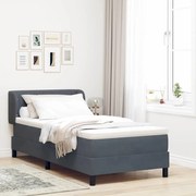 Postel s boxspringem s čelo Tmavě šedá 90 x 190 cm samet 3340311