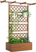 Outsunny vyvýšený truhlík z borového dřeva s mřížkou a stříškou, pro popínavé rostliny, balkon a zahradu, 160 × 55 × 183 cm — oranžový | Aosom