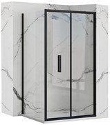 Sprchový kout REA RAPID FOLD 80/dveře x 90/zástěna cm, černý/transparent - bez vaničky