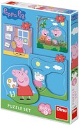 DINO Baby puzzle 12 dílků Peppa Pig Rodina 18x18cm skládačka 3v1 velké dílky dn325135