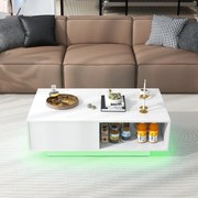 Costway Konferenční stolek s 20 barevnými LED světly a dálkovým ovládáním, bílý
