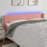 Čelo postele s LED růžové 203 x 16 x 78/88 cm samet