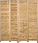HOMCOM 4dílný paraván, rozdělovač místností, dělící stěna 160 x 170 cm, skládací paraván, rozdělovač místností z bambusu, paraván do obývacího pokoje…