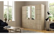 šatní skříň Bali D4 196/200/58 se zrcadlem dub sonoma klasické otvírání dveří
