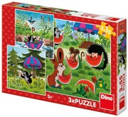 Dino Puzzle Krtek a paraplíčko 18x18cm 3x55 dílků v krabici 27x19x3,5cm
