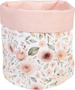 Bílý látkový košík s růžemi Soft Romantic Blush - Ø 15*16 cm