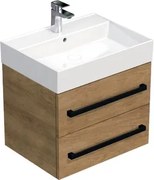 Koupelnová skříňka s černou úchytkou a umyvadlem SAT Cube Way 60x53x46 cm dub Hickory mat CUBE46C602DHSAT