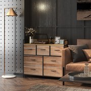 HOMCOM 7 zásuvkový textilní botník - Černý ocelový rám - 98 x 29 x 85 cm, Ložnice, Předsíň, Obývací pokoj, Černý a přírodní | Aosom