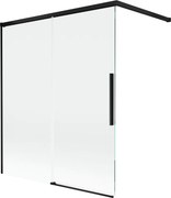 Mexen Rox, 2-křídlová posuvná vanová zástěna 140 x 150 cm, 8mm čiré sklo, černý matný profil, 8C9-140-003-70-00