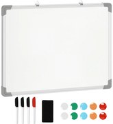 HOMCOM Magnetická tabule 60x1,8x45cm se 4 fixy, 1 gumou, 10 magnety, stojánkem a držákem na zeď | Aosom.de