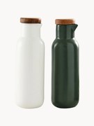 Sada lahví na ocet a olej z porcelánu a akáciového dřeva Essentials, 2 díly