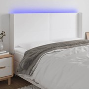 Čelo postele s LED bílé 203 x 16 x 118/128 cm umělá kůže