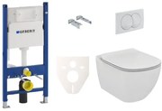 Závěsný set WC TESI Ideal Standard + modul Geberit Duofix s tlačítkem Delta 20 bílé SIKOGES5F0