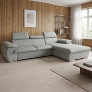 Sedací souprava COOL | 281x191 cm | rozkládací + úložný prostor | PRAVÁ | lounge 18 světle šedá